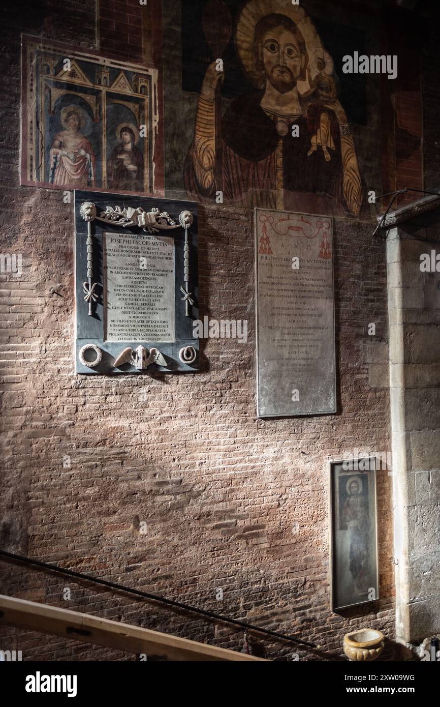 Detail of an interior side wall of the Cathedral of Modena, Italy Stock ...