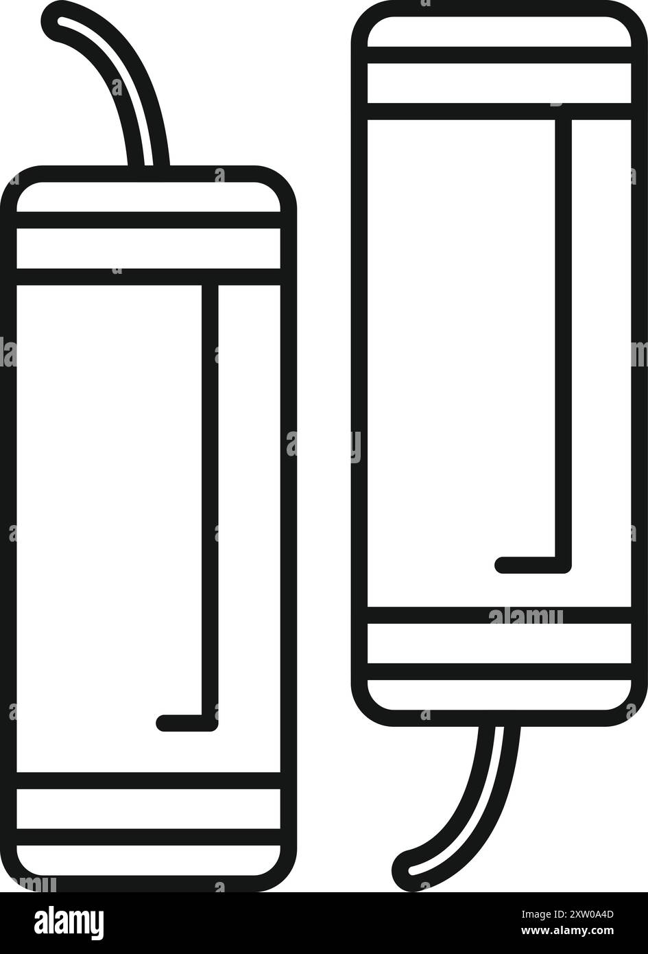Simple linear icon depicting two firecrackers, ready to ignite and fill ...