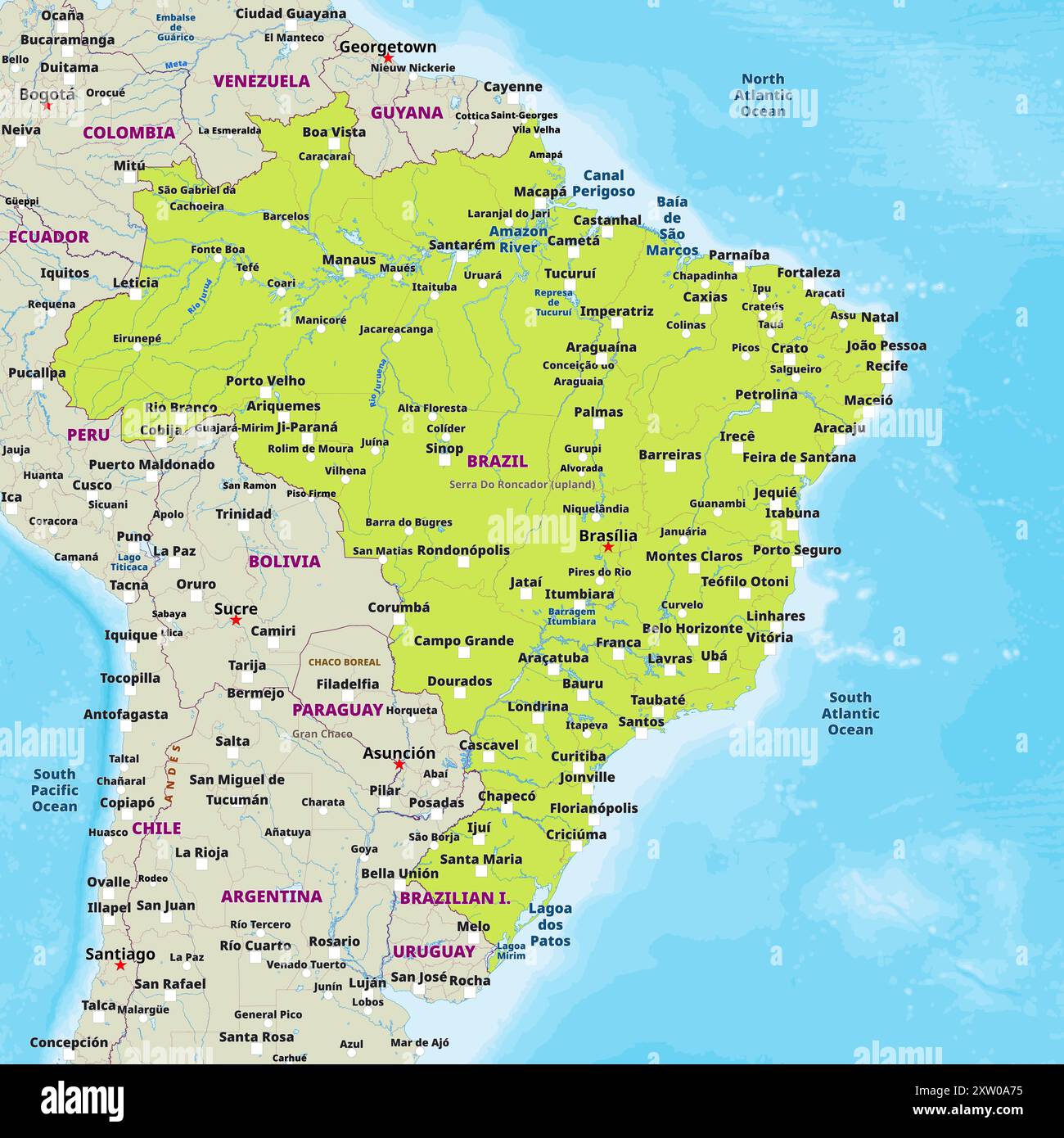 Simple political map of Brazil Stock Vector Image & Art - Alamy