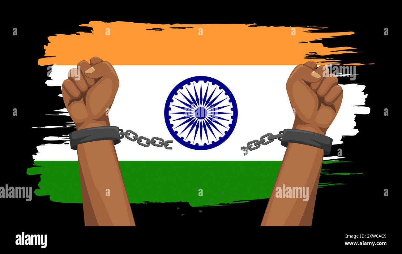 Indian Hands Breaking British Handcuffs Stock Photo - Alamy