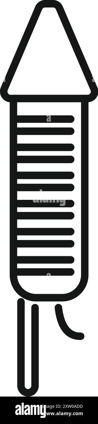 Simple firework rocket with a fuse is pointing upward, ready for a ...