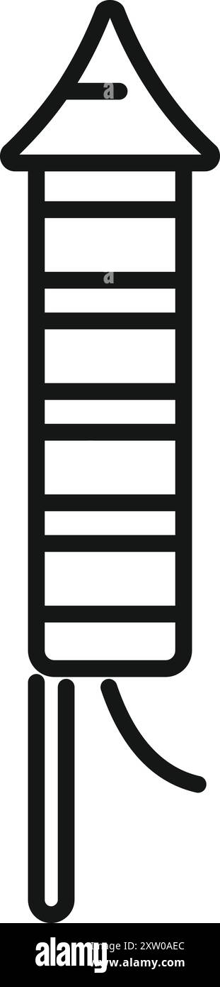 Minimalist line drawing of a firework rocket standing upright, ready ...