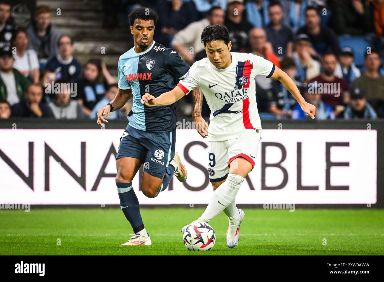 Christopher OPERI of Le Havre AC and Lee KANG-IN of PSG during the ...