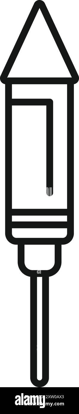 Simple line drawing icon of a firework rocket exploding with ...