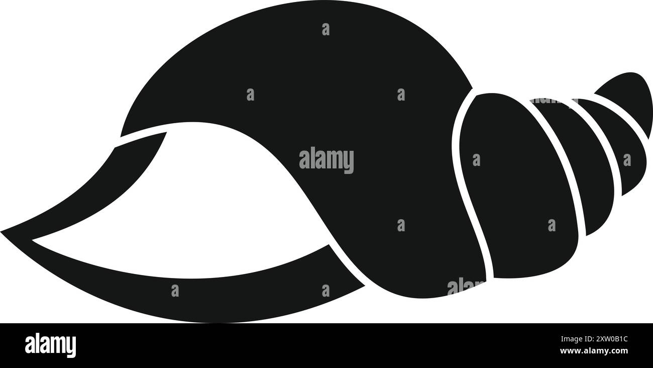 Simple vector illustration of a large black and white seashell icon ...