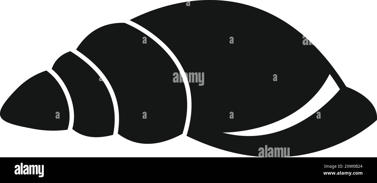 Simple black vector illustration of a sea shell laying on its side ...