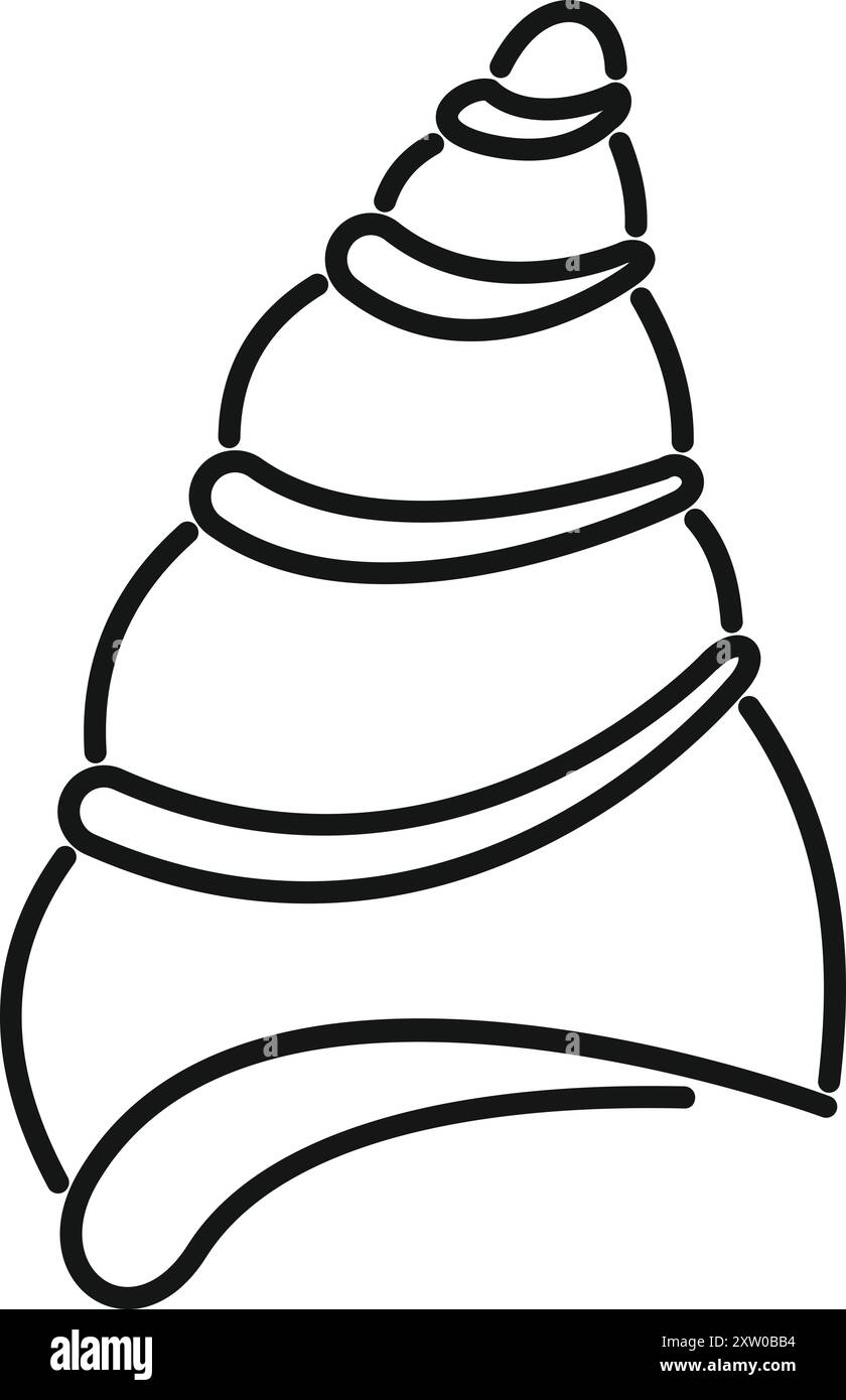 Seashell line art drawing representing summer vacation and tropical ...