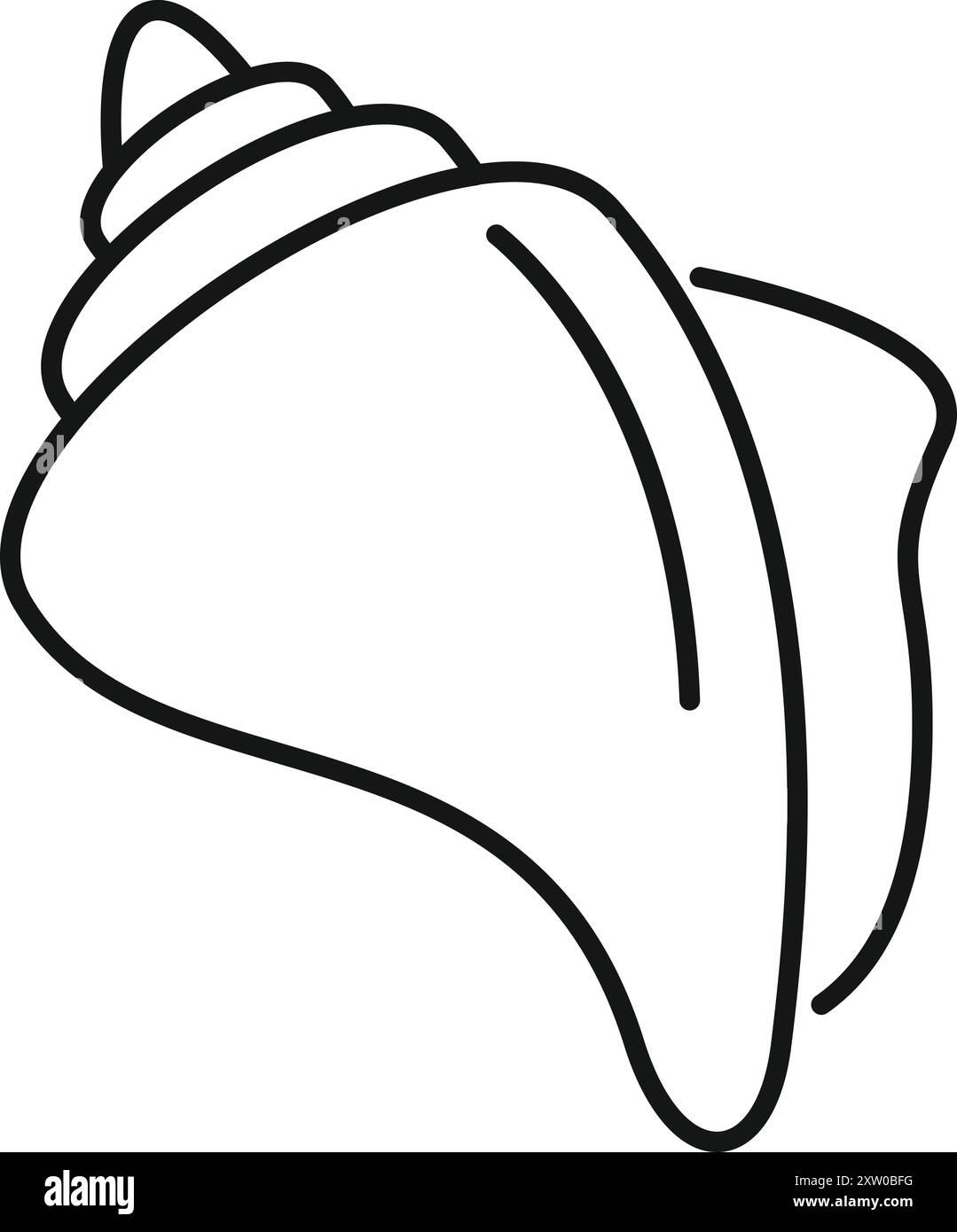 Simple line drawing of a seashell evoking summer vacation memories ...