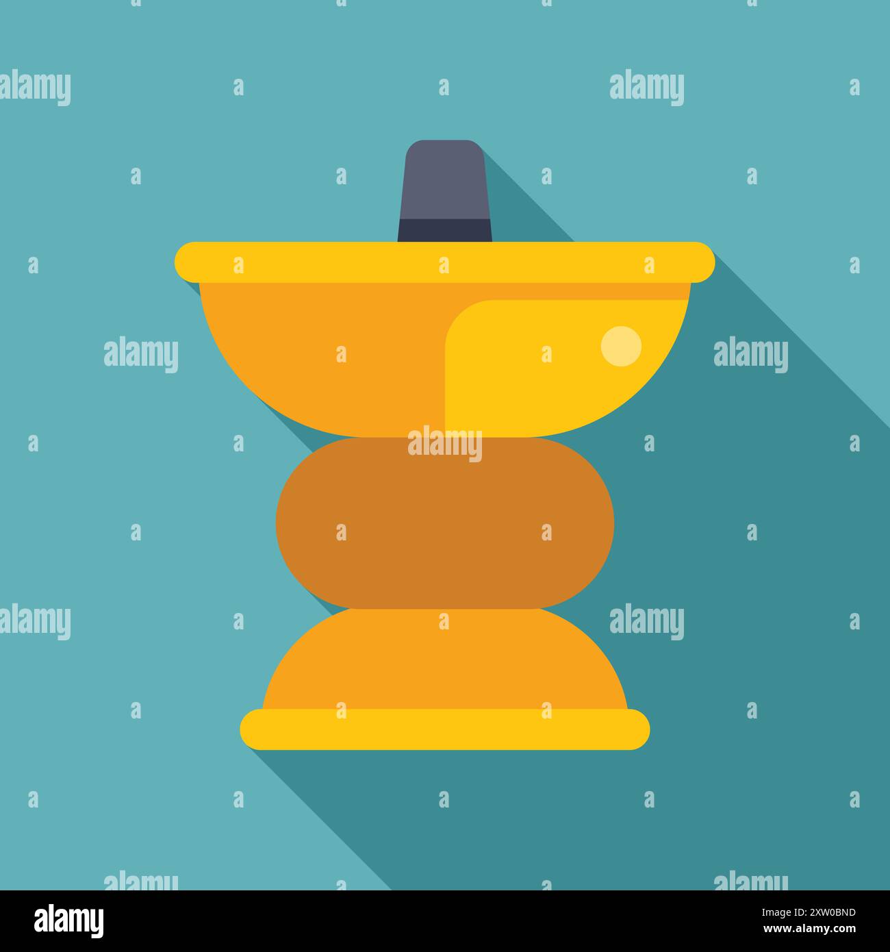 Golden censer standing on a double rounded pedestal casting a long ...