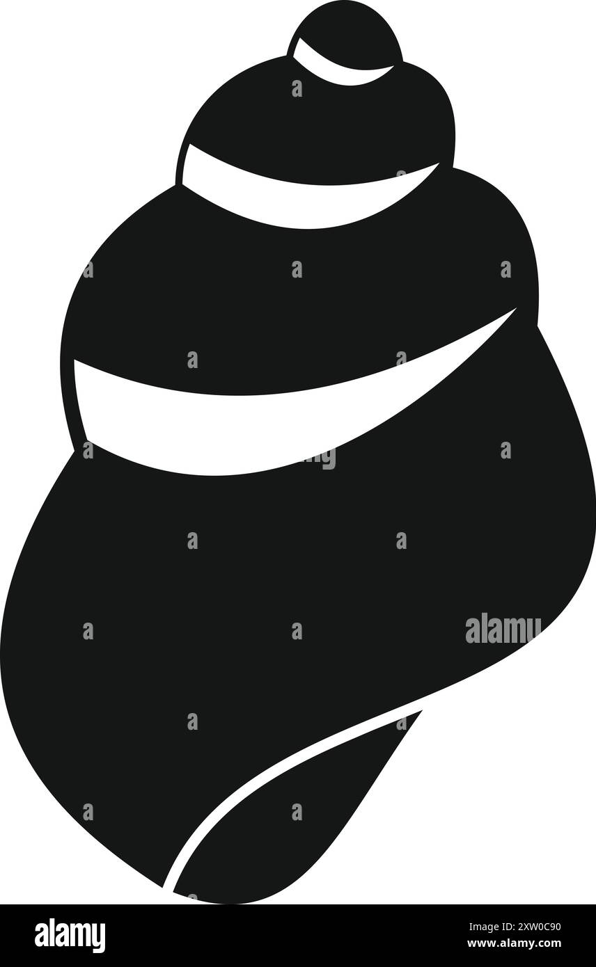 Simple vector illustration of a spiral seashell in black and white ...