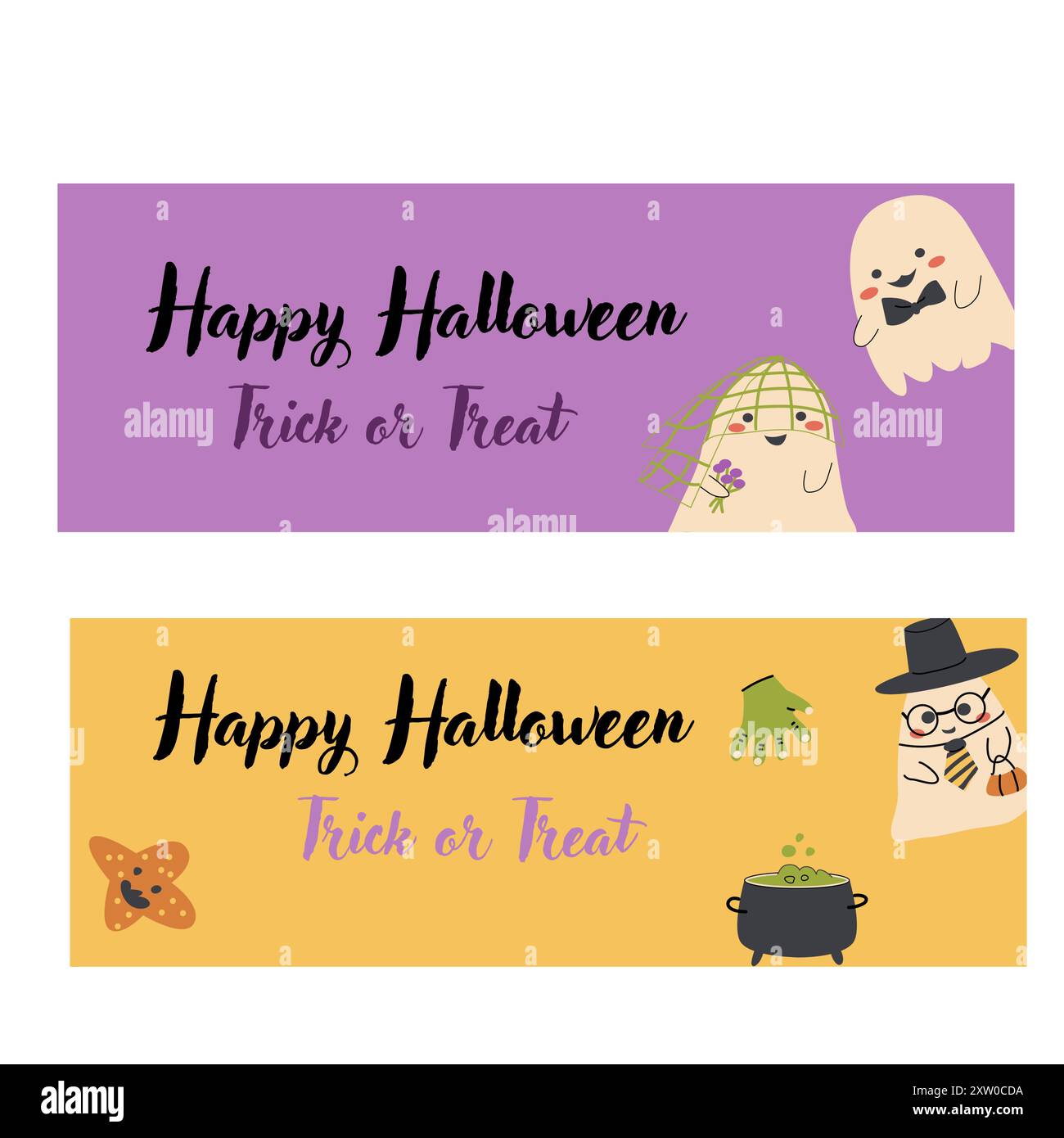Vector set halloween horizontal Cut Out Stock Images & Pictures - Alamy