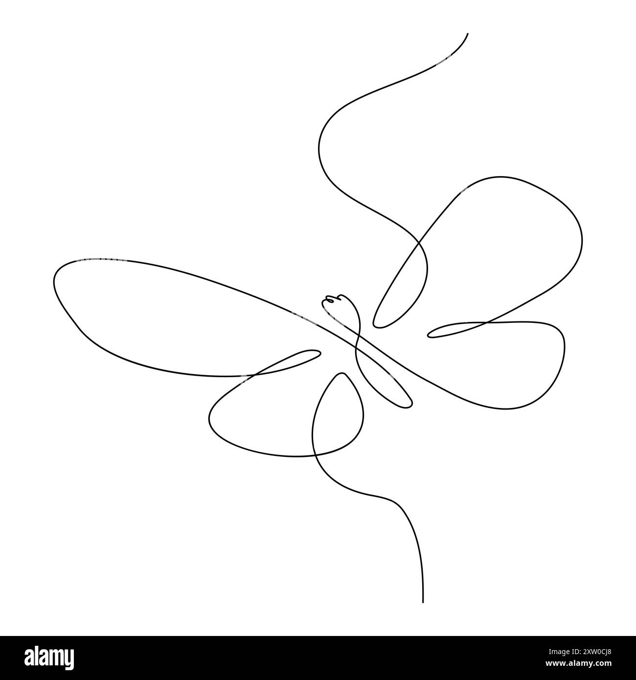 Continuous one line butterfly flying single line outline art drawing ...
