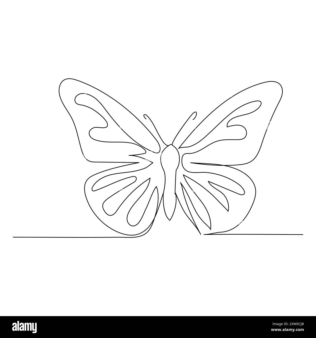 Continuous one line butterfly flying single line outline art drawing ...