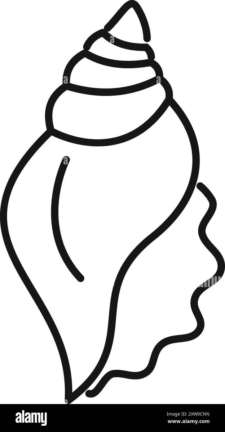 Simple line art illustration of a seashell evoking summer holidays and ...