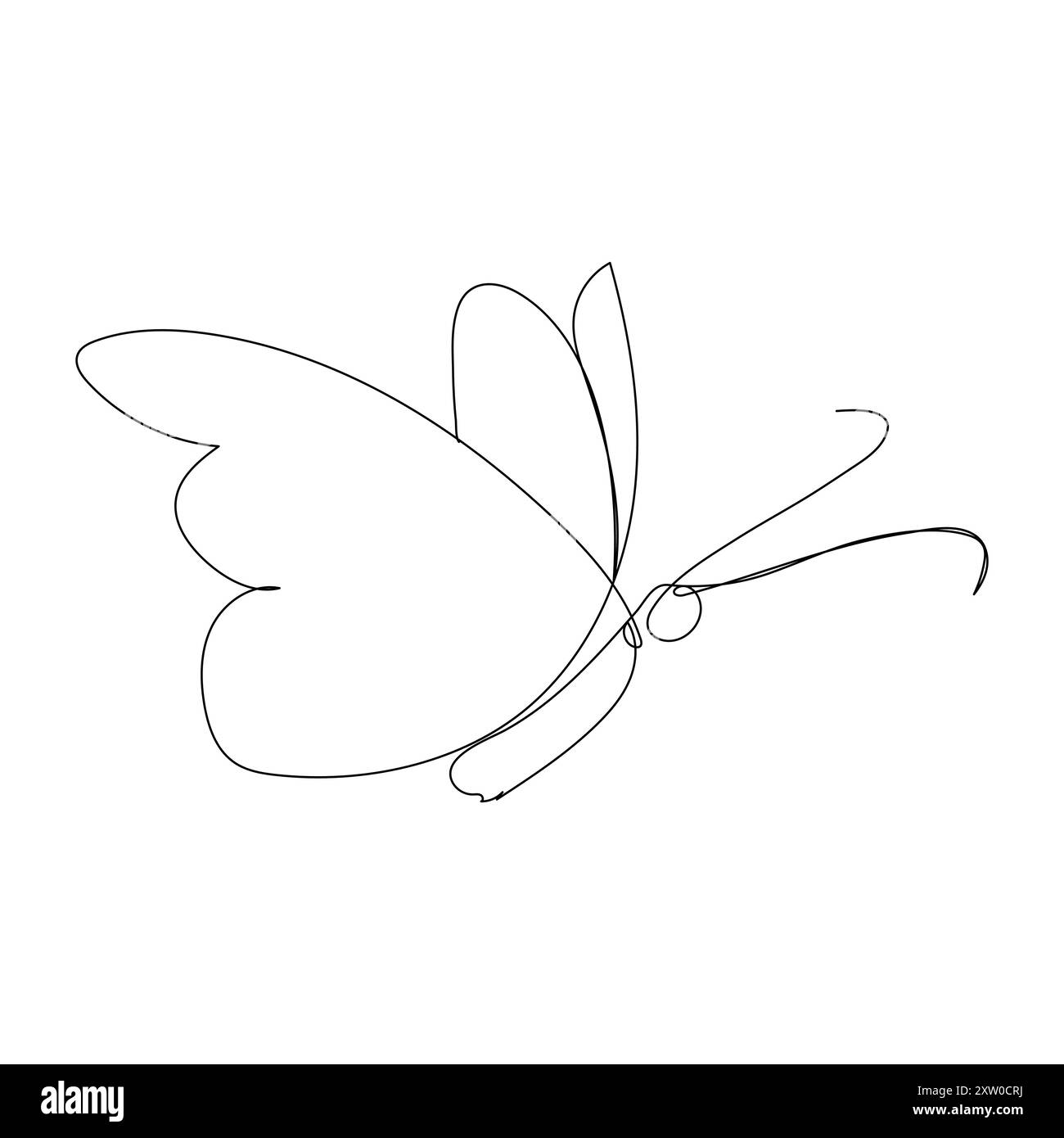 Continuous one line butterfly flying single line outline art drawing ...