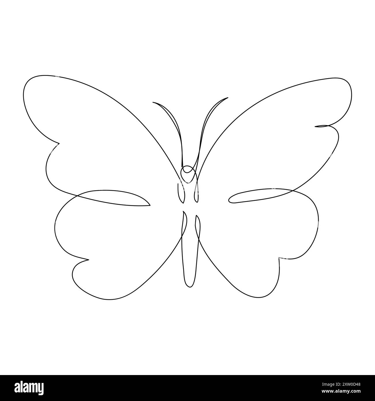 Continuous one line butterfly flying single line outline art drawing ...