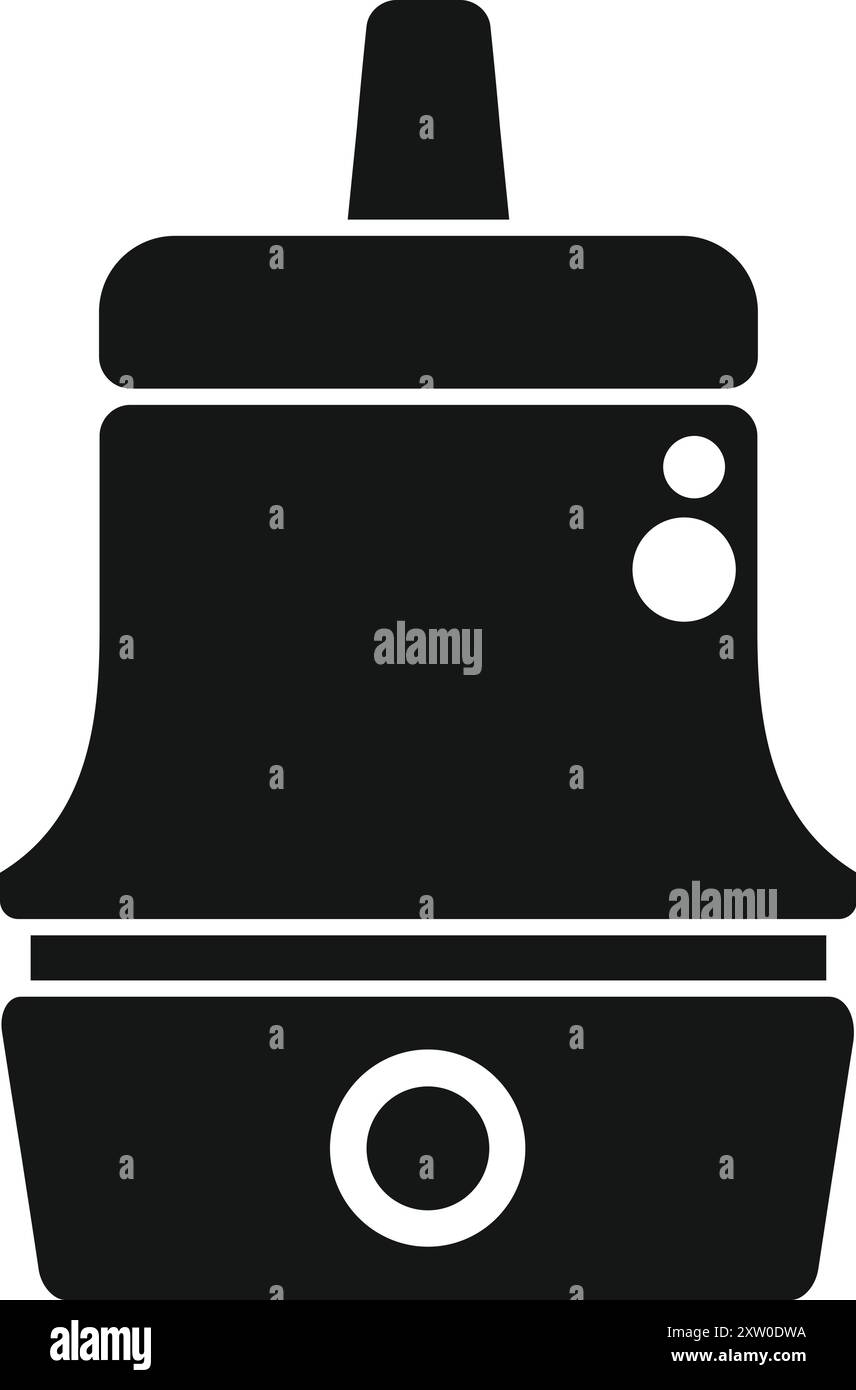Black silhouette of a double boiler machine warming milk, isolated on a ...
