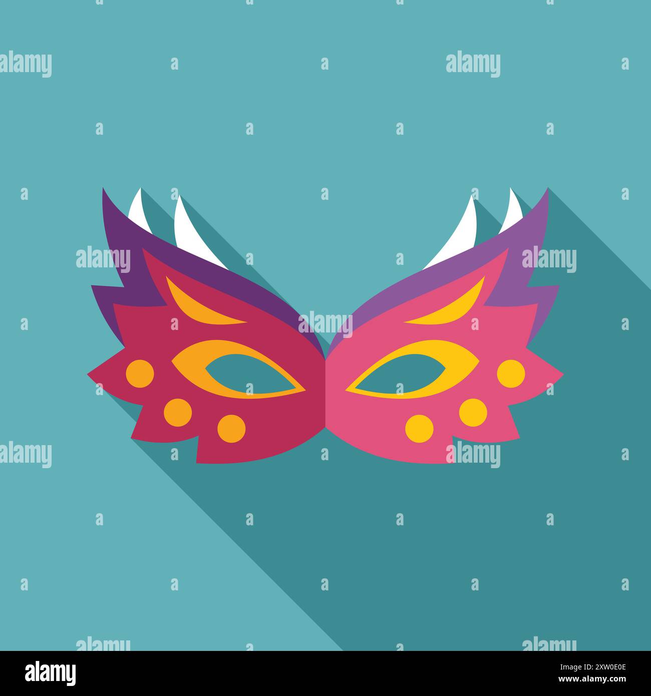 Orange and blue carnival mask with feathers representing celebration hi ...