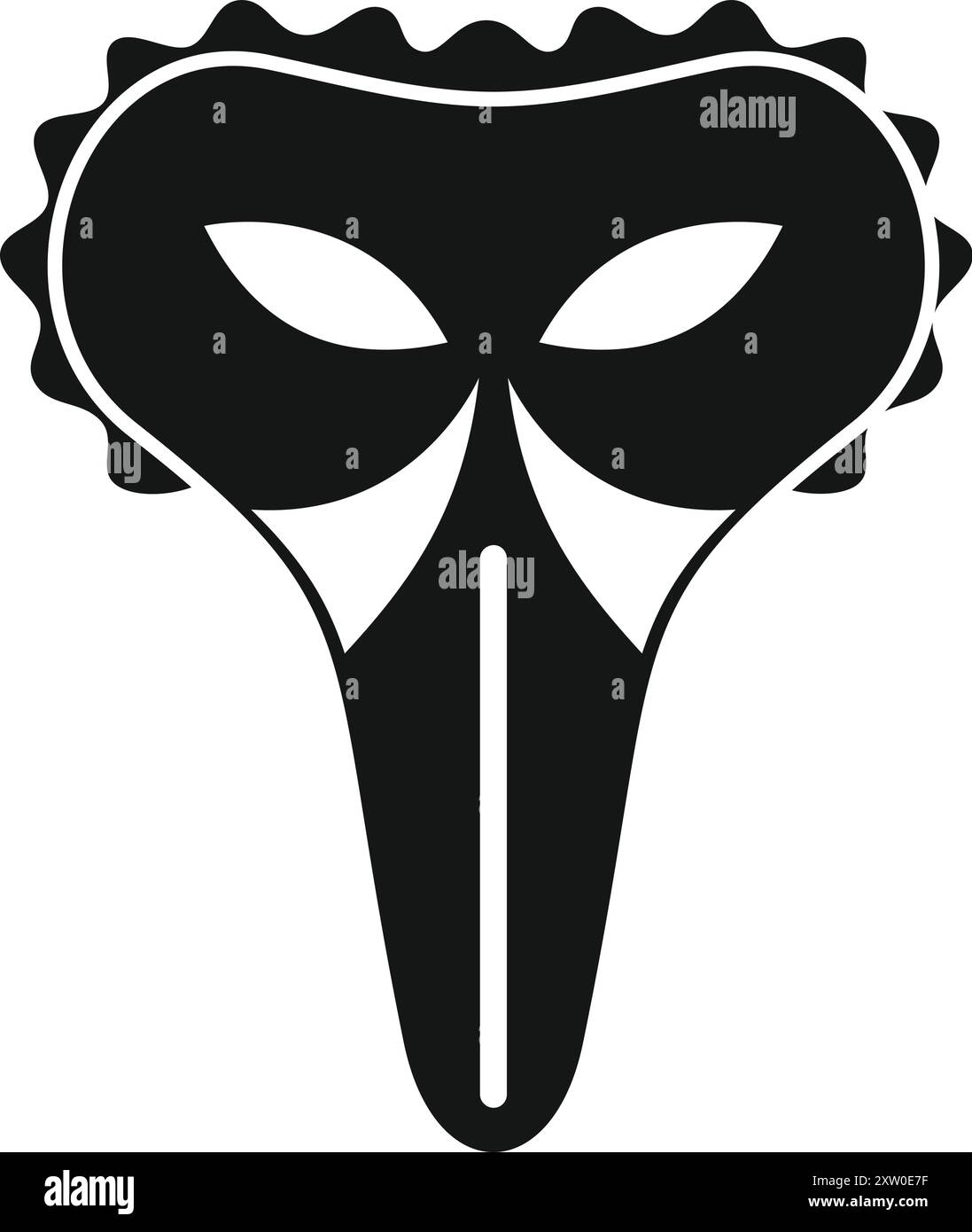 Black carnival mask covering half face and with long nose, simple style ...