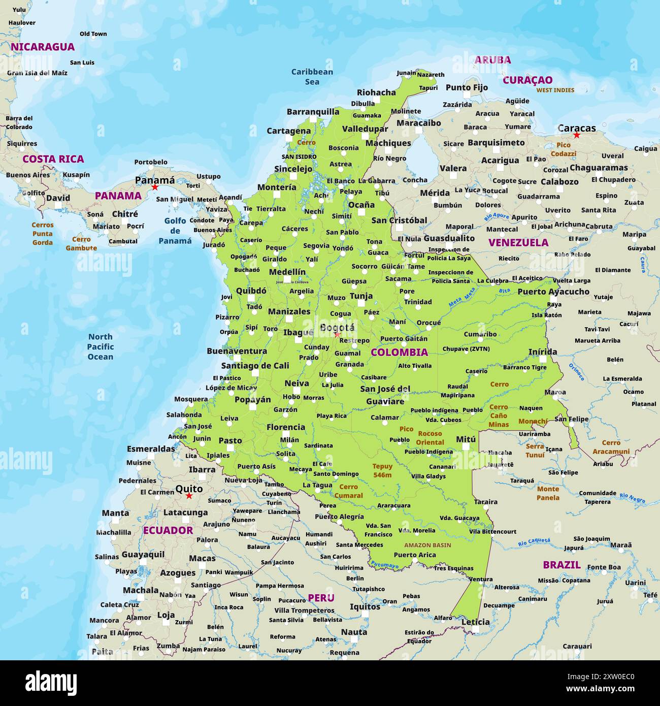 Detailed political map of Colombia Stock Vector Image & Art - Alamy