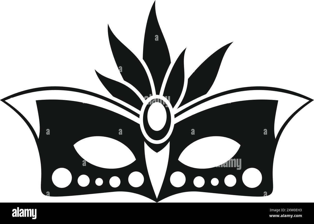 Black and white graphic illustration of a smiling mardi gras mask with ...