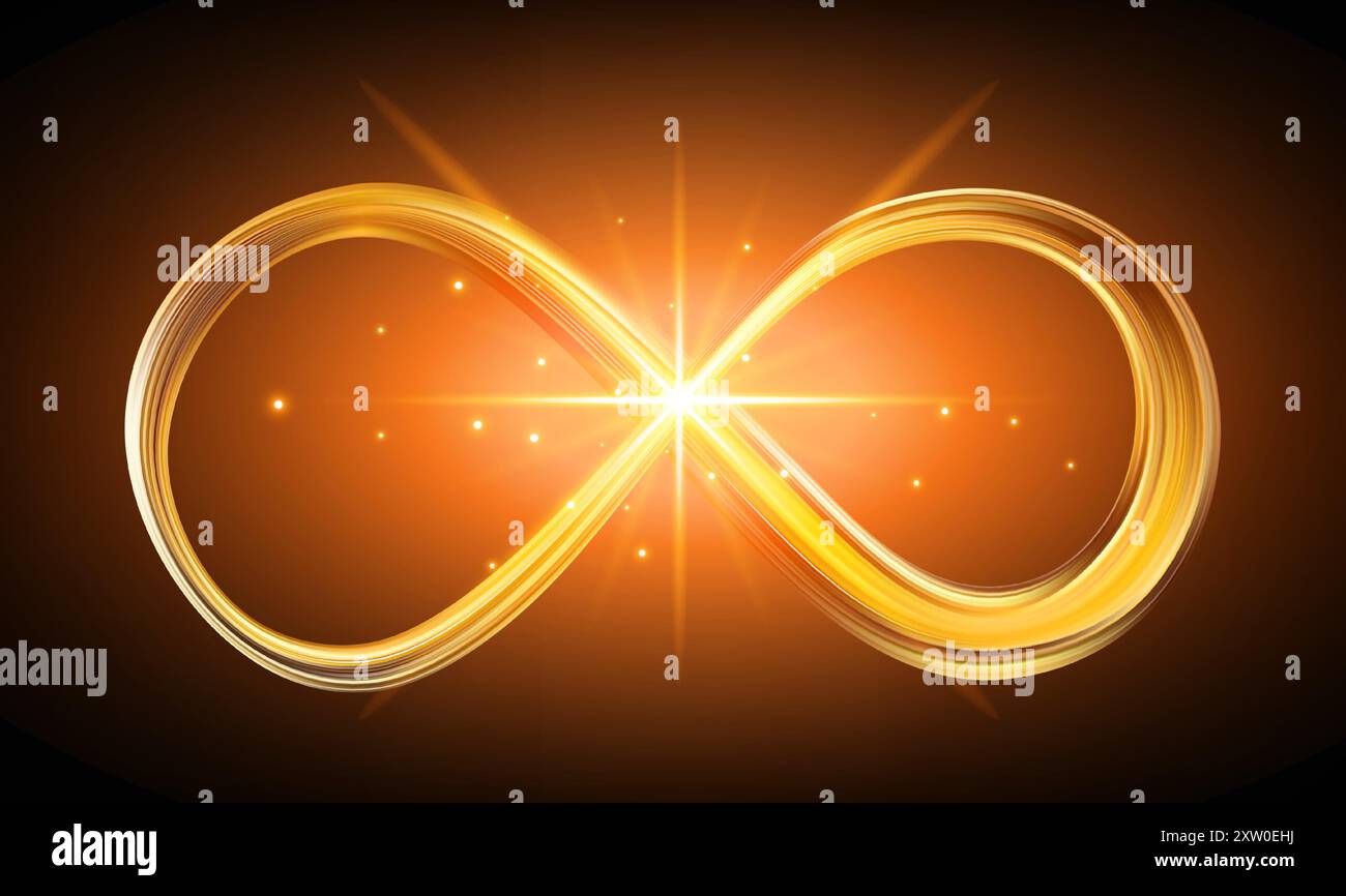 Gold shining infinity symbol. Glowing infinity sign Stock Vector Image ...