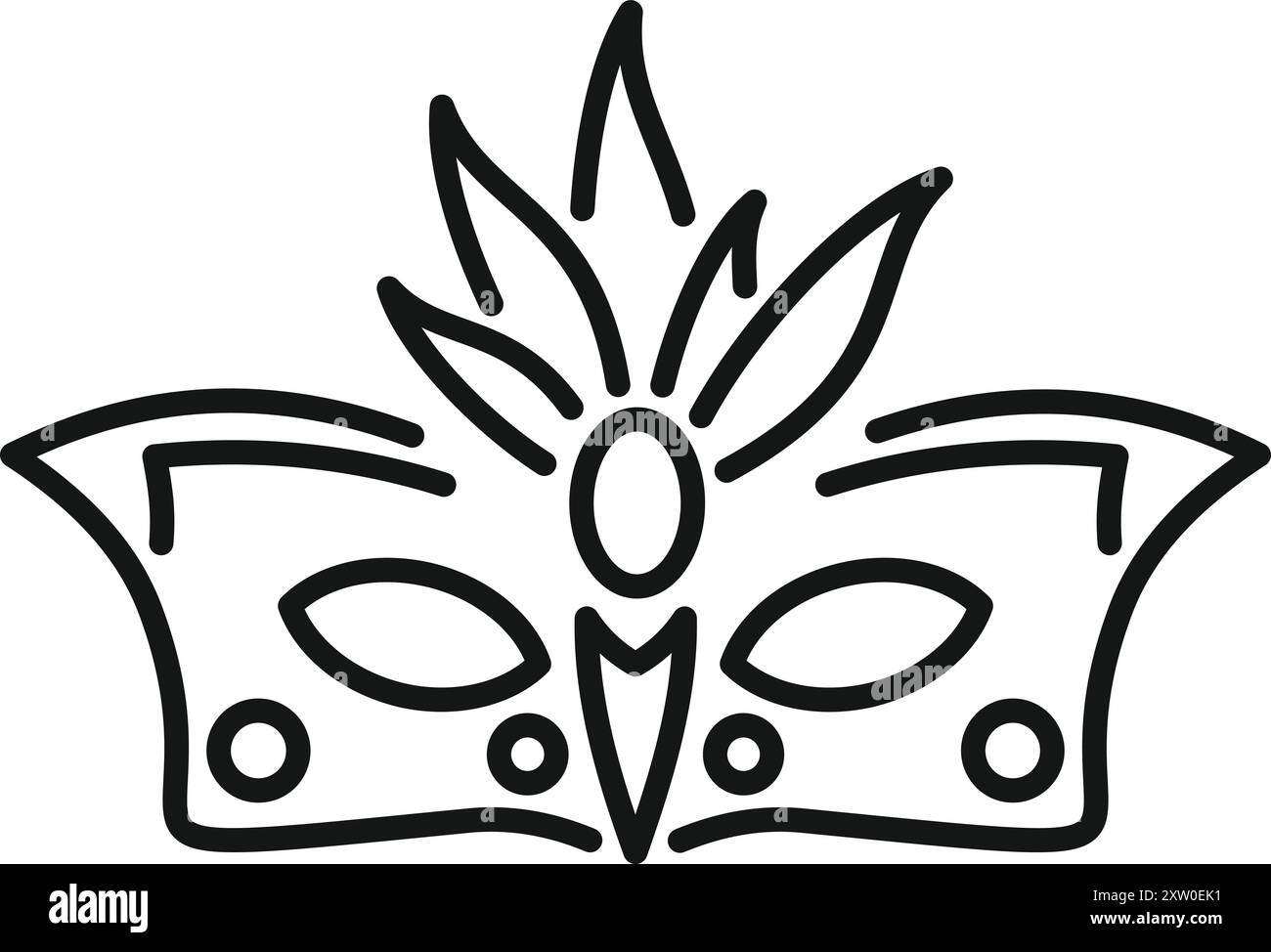 Simple line drawing of a festive carnival mask, perfect for depicting ...