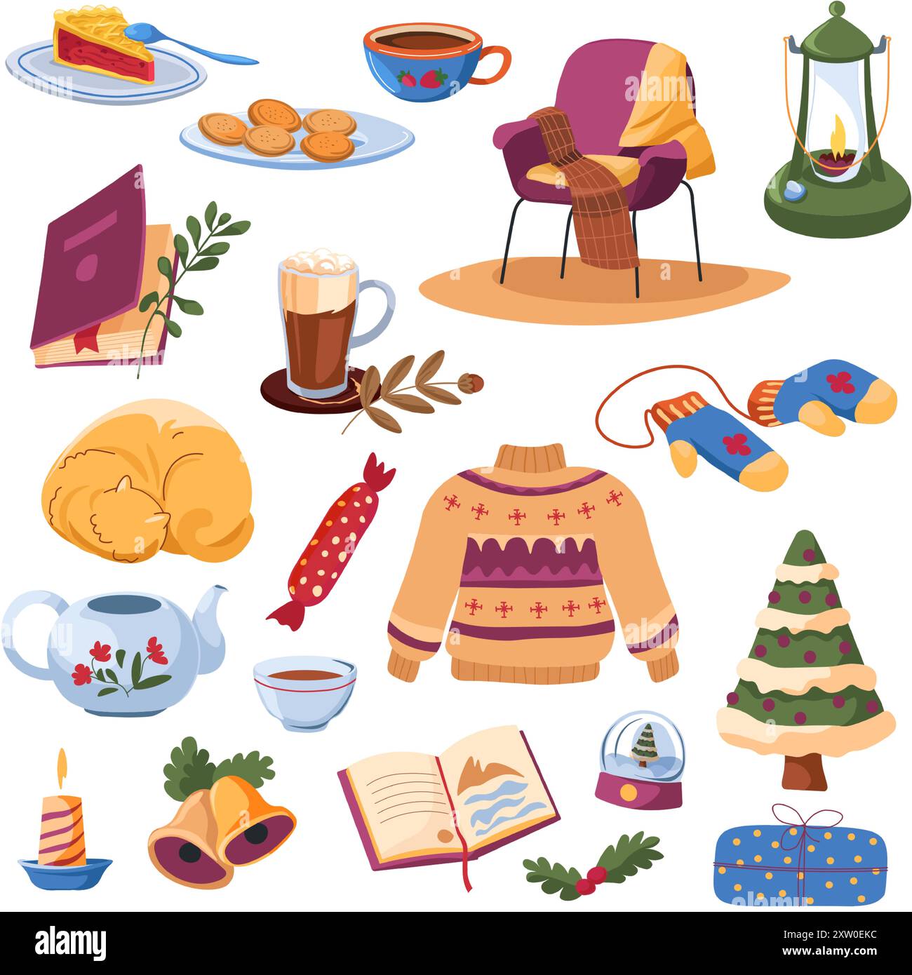 Hygge winter cozy items set Stock Vector Image & Art - Alamy