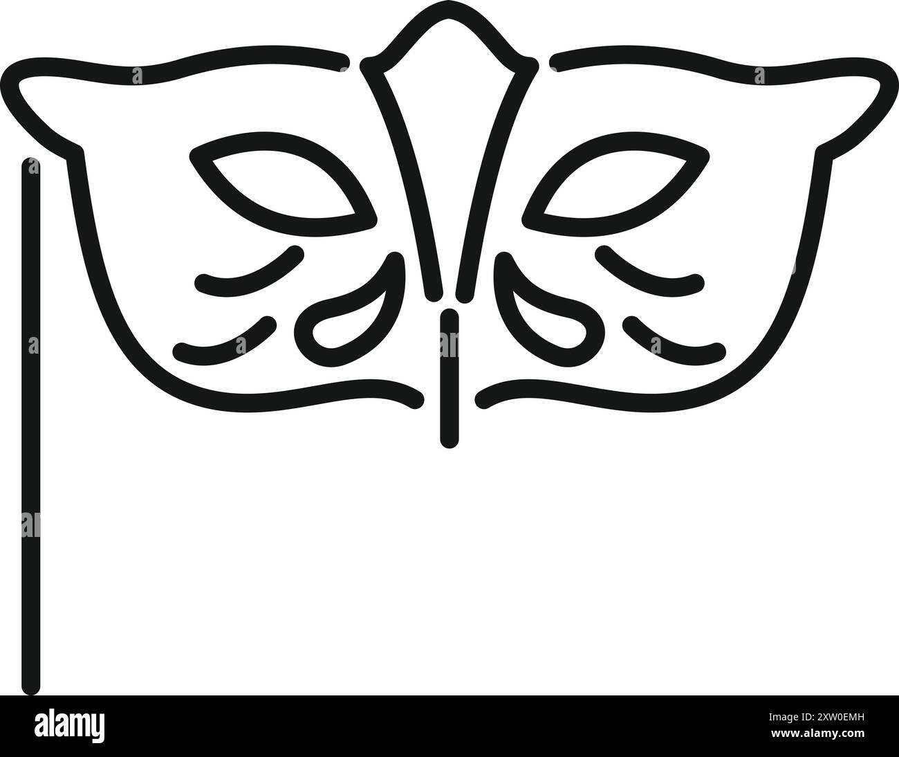 Simple line art icon of a venetian carnival mask, perfect for projects ...
