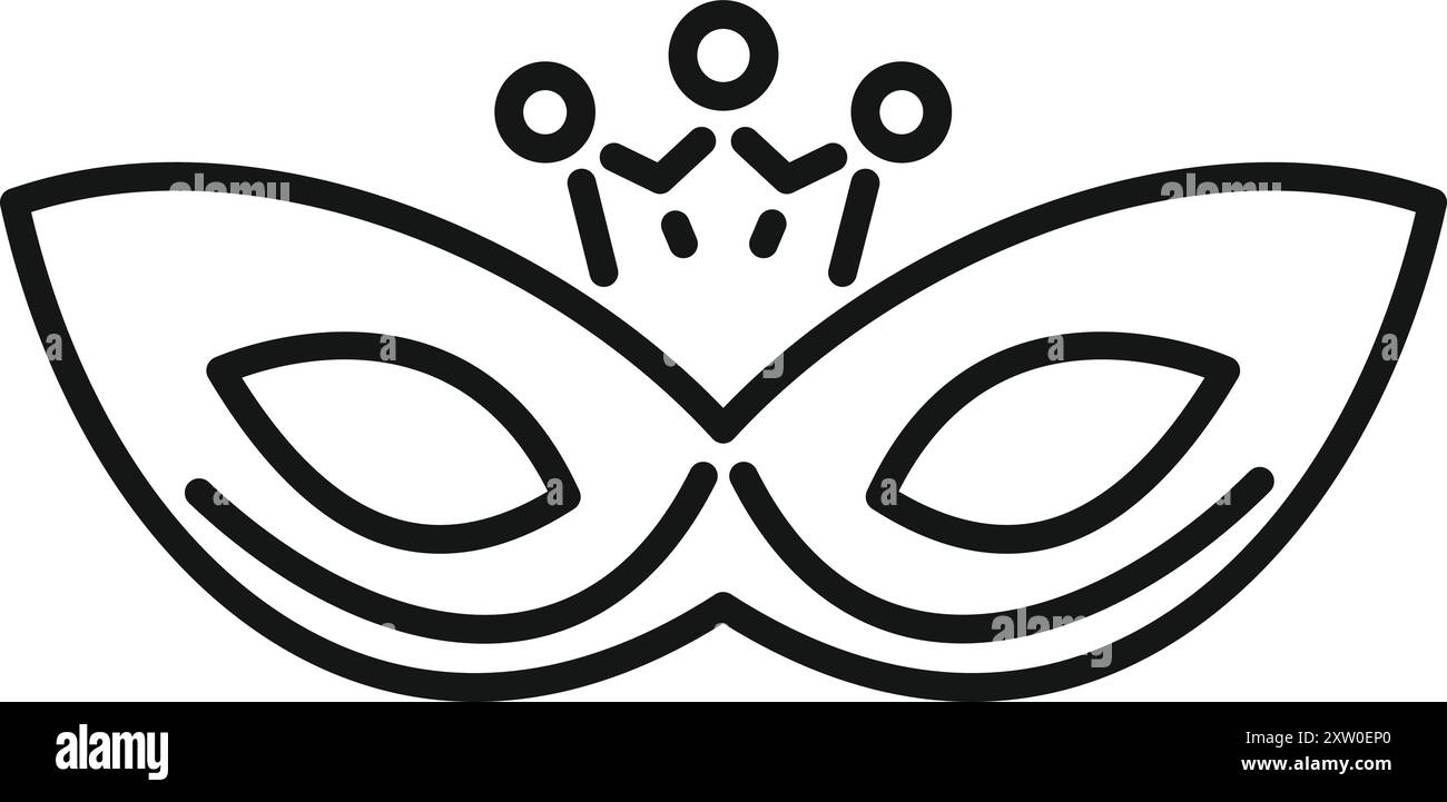 Simple line drawing of a festive carnival mask, hinting at mystery and ...