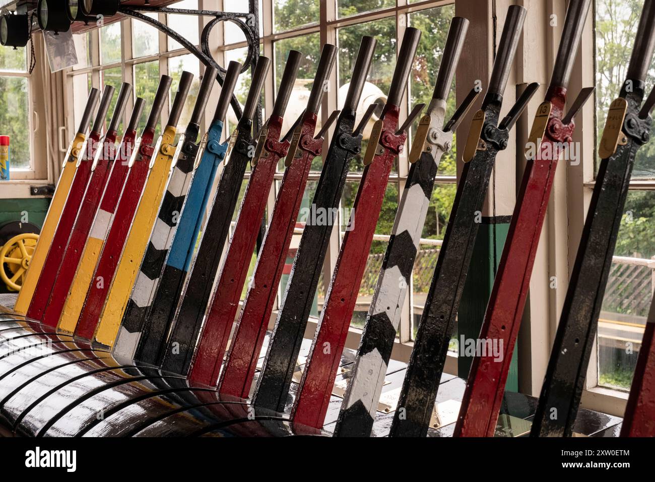 The vintage signal box at Settle Railway Station Stock Photo - Alamy