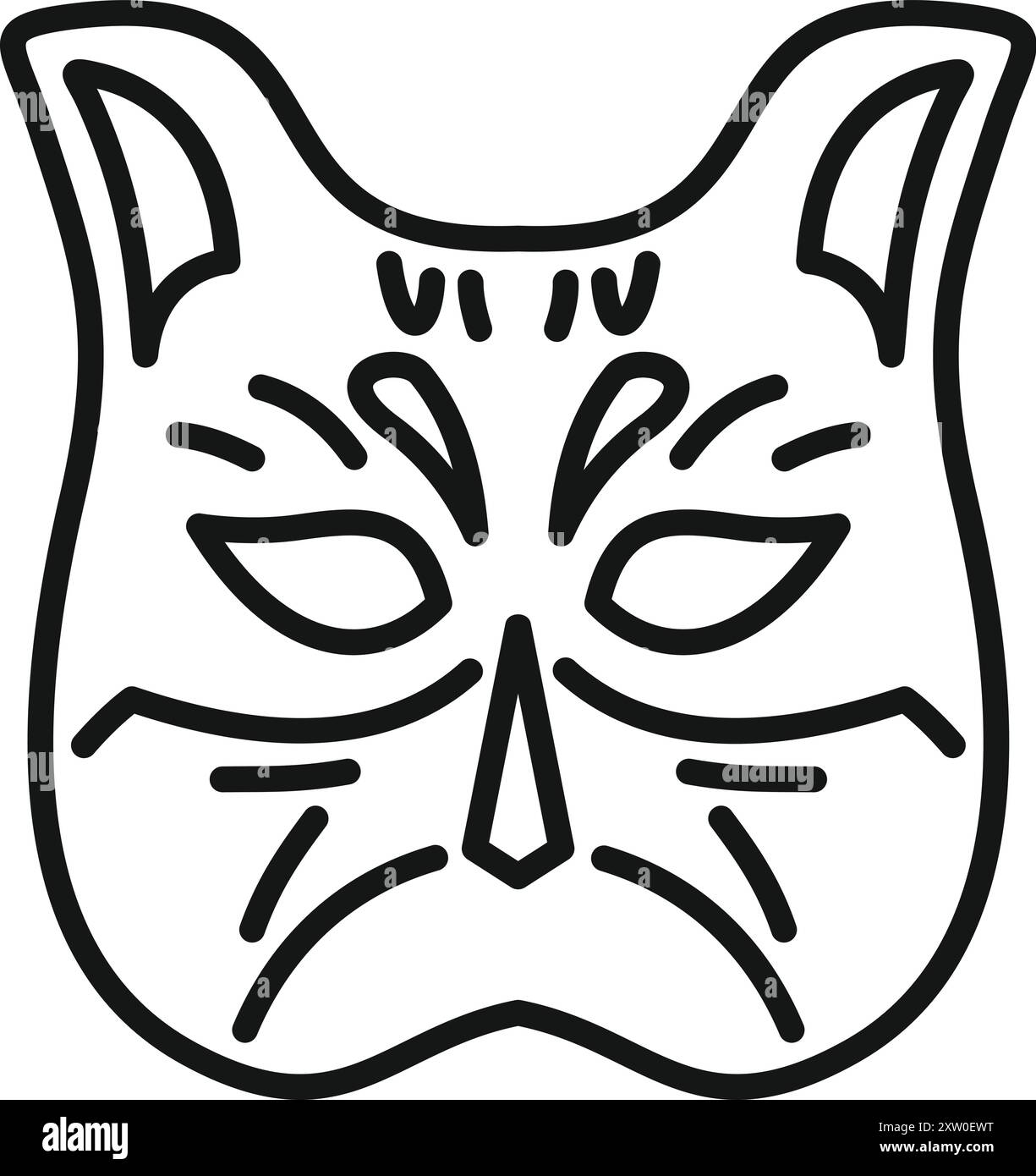 Simple line drawing icon of a cat mask for a masquerade ball ...