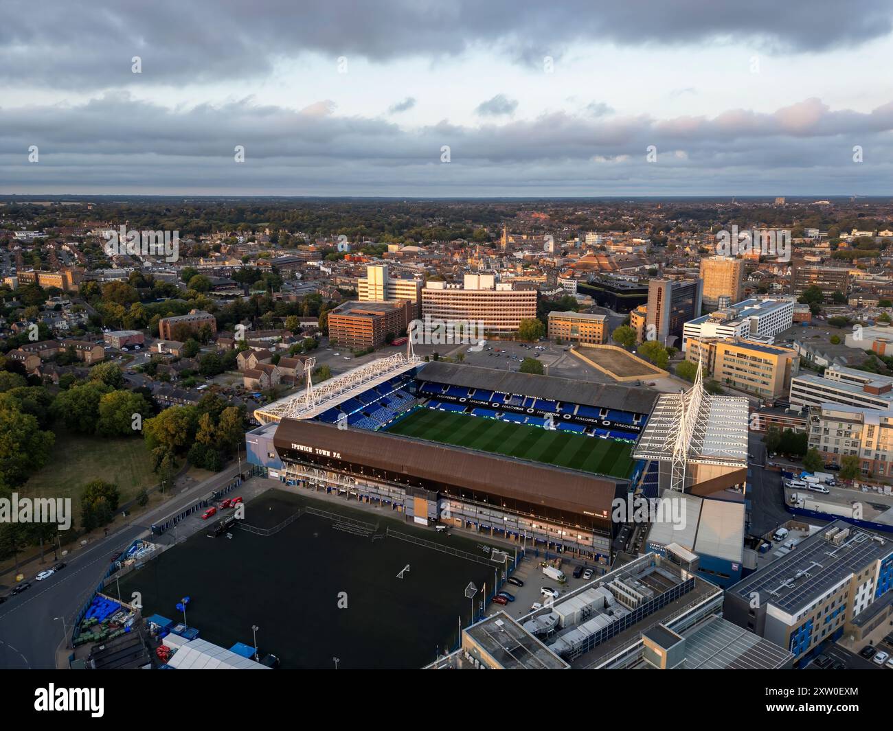 An aerial view of Portman Road, the home of Ipswich Town Football Club ...