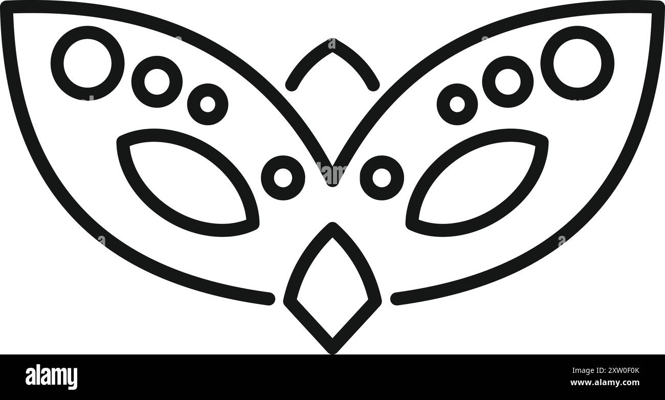 This simple black and white icon represents a carnival mask, often worn ...