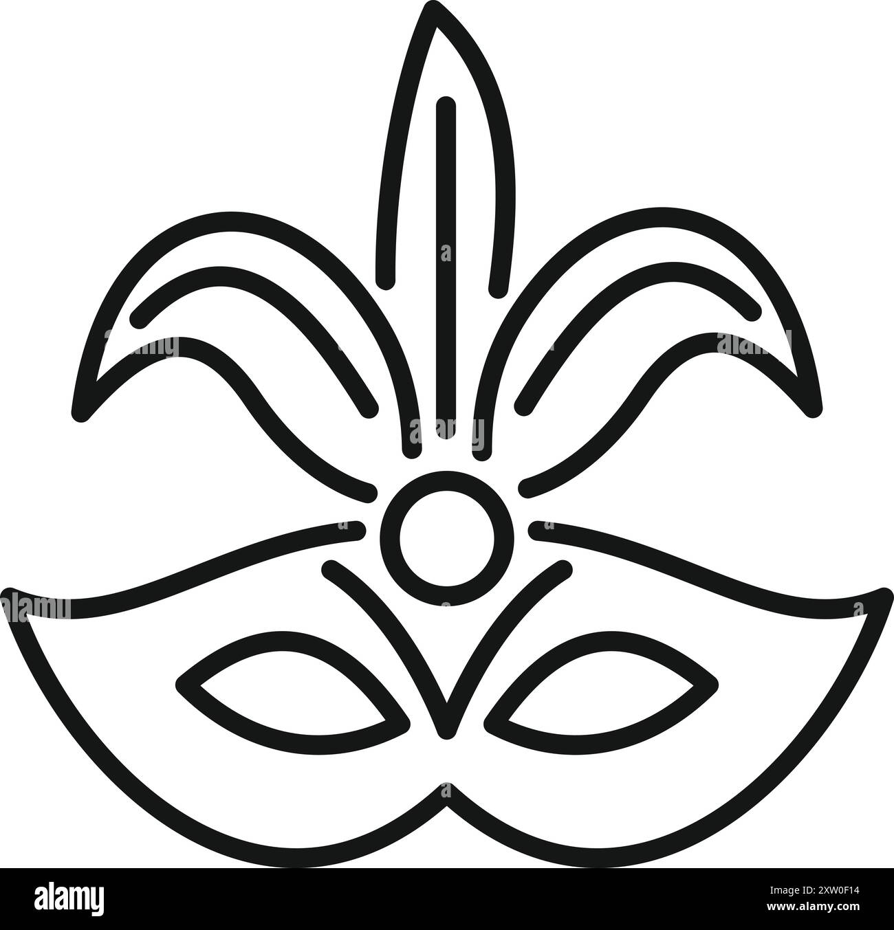 Simple line drawing of a festive carnival mask with three large ...