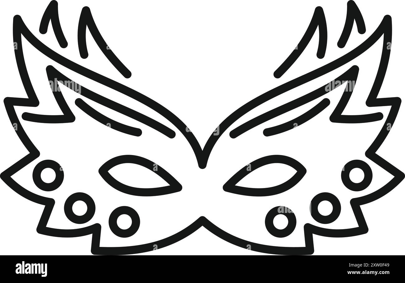 Simple line drawing of a festive masquerade ball mask with ornate ...