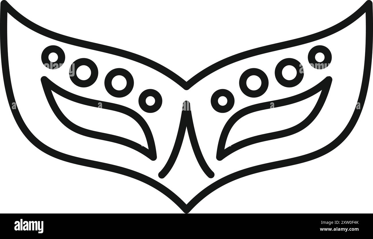 Simple line drawing of a traditional venetian carnival mask with ...
