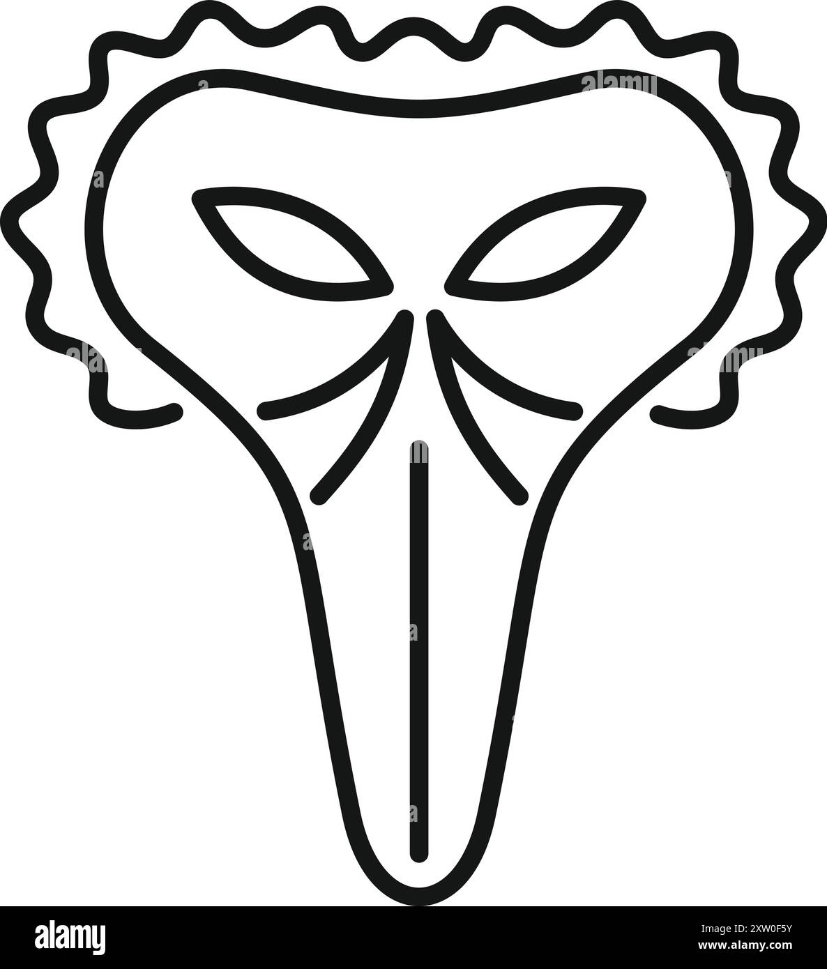 Simple line drawing of a venetian carnival mask with a long nose Stock ...