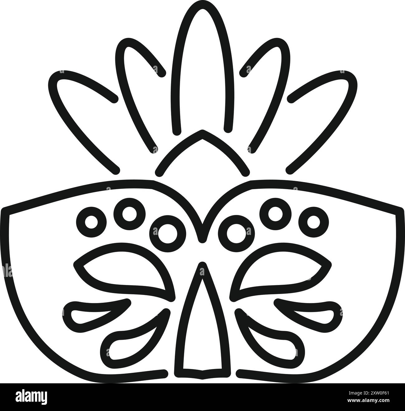 Line drawing of a carnival mask with feathers, representing festive ...