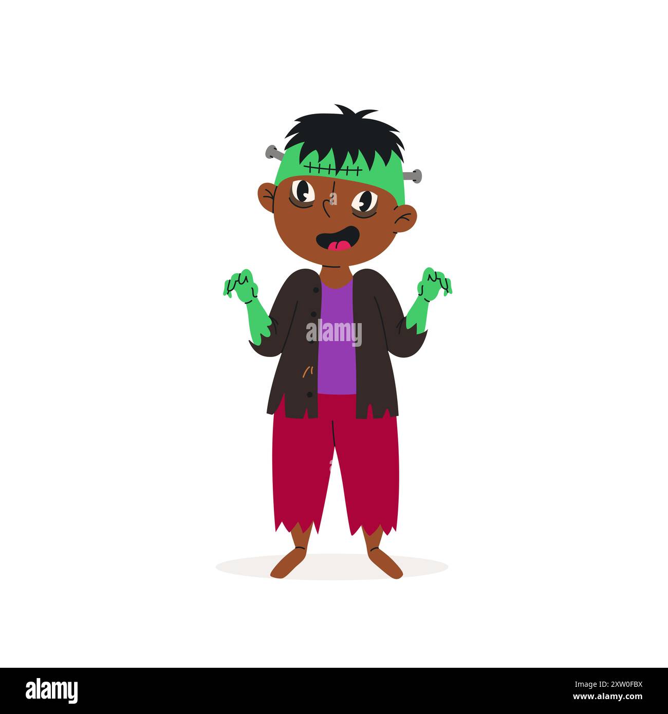Funny boy in halloween frankenstein costume. Baby boy dressed as a ...