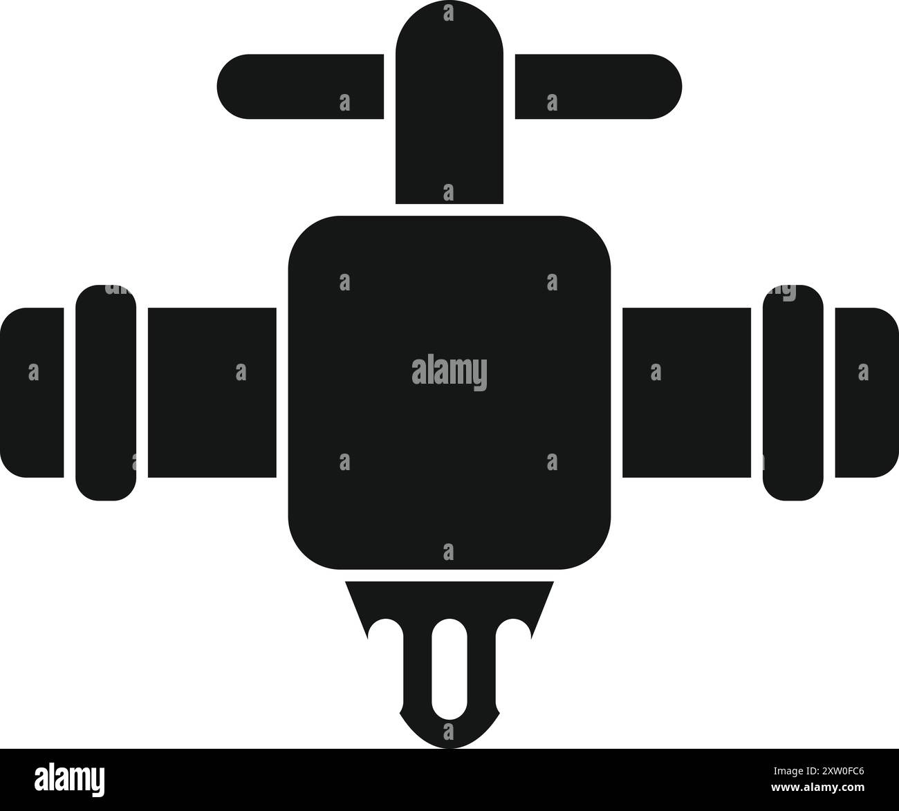 Black silhouette of a water valve, controlling the flow of water in a ...