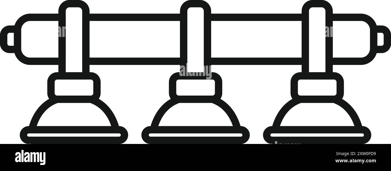 Minimalist icon of a fixing system using suction cups, ideal for ...