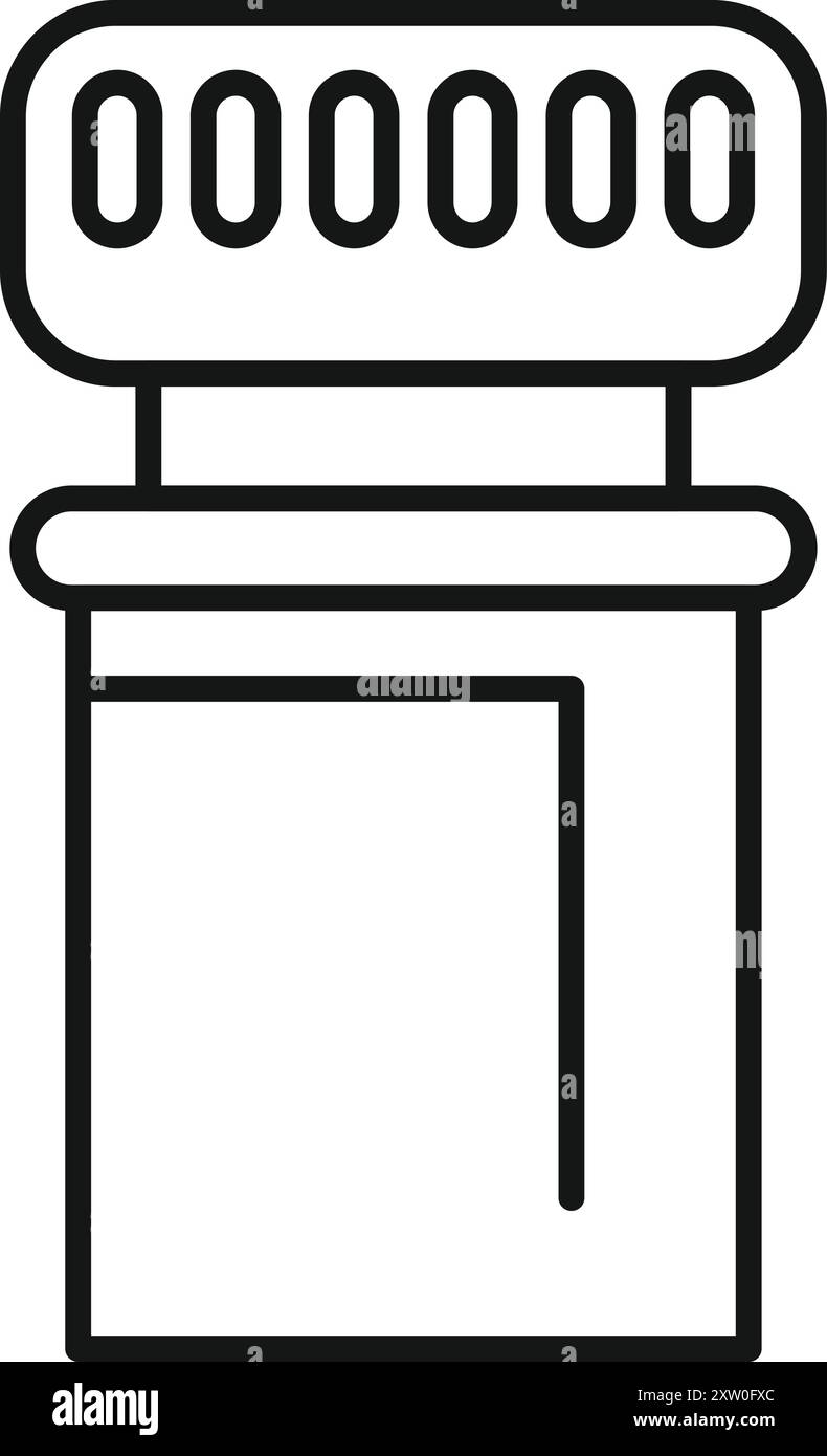 Electronic counter is showing increasing numbers, line art vector ...