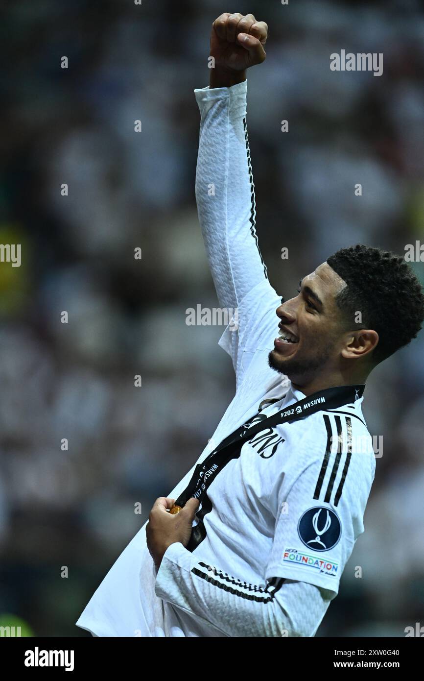 WARSAW, POLAND - AUGUST 14: Jude Bellingham of Real Madrid celebrates ...