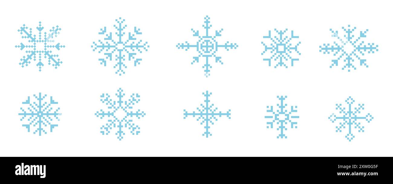 Pixel snowflake winter retro pixilated 8 bit game stamp. Holiday flake ...