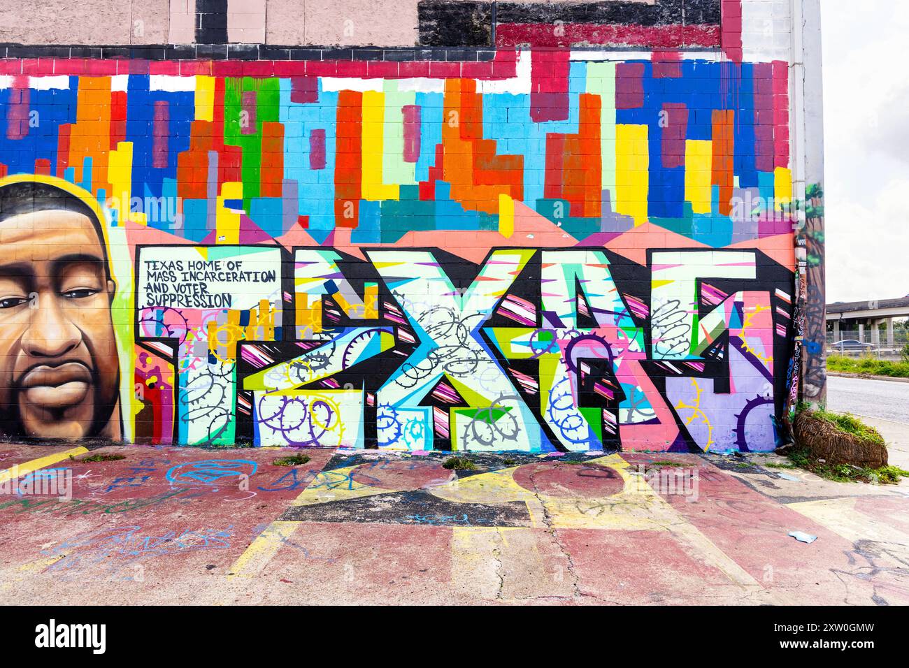 Texas mural at the Graffiti Park Downtown Houston, Texas, USA Stock ...