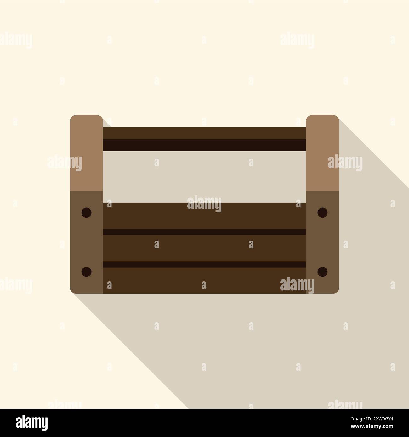 Empty wooden crate with a handle is standing and waiting to be filled ...
