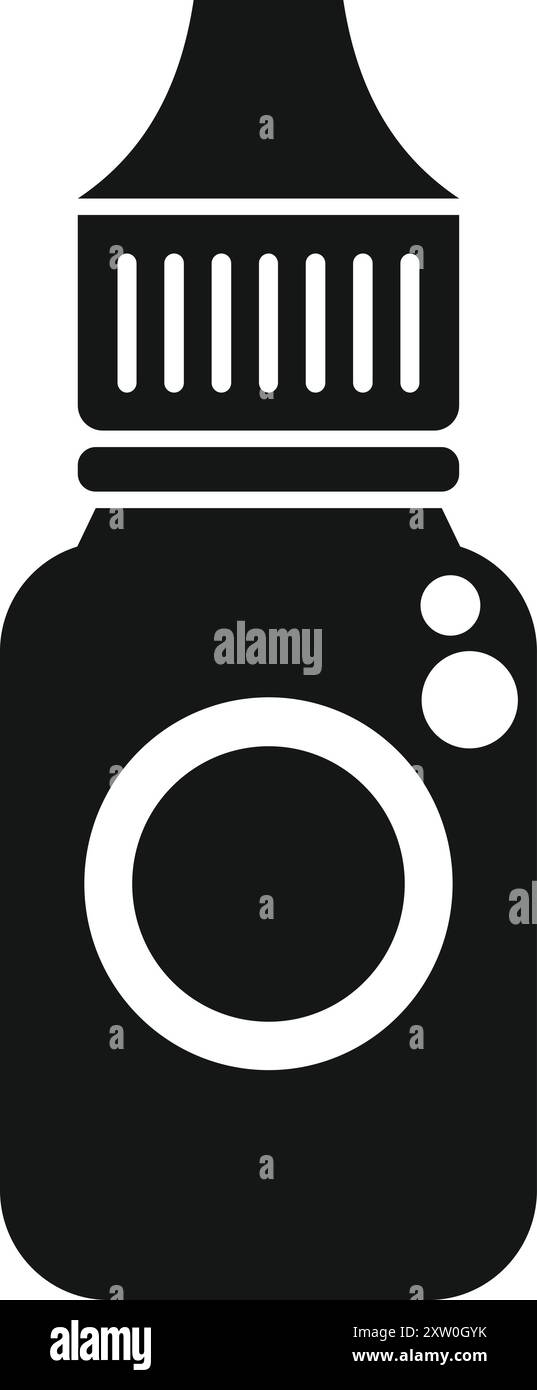 Black vape liquid bottle with cap icon in simple style on a white ...