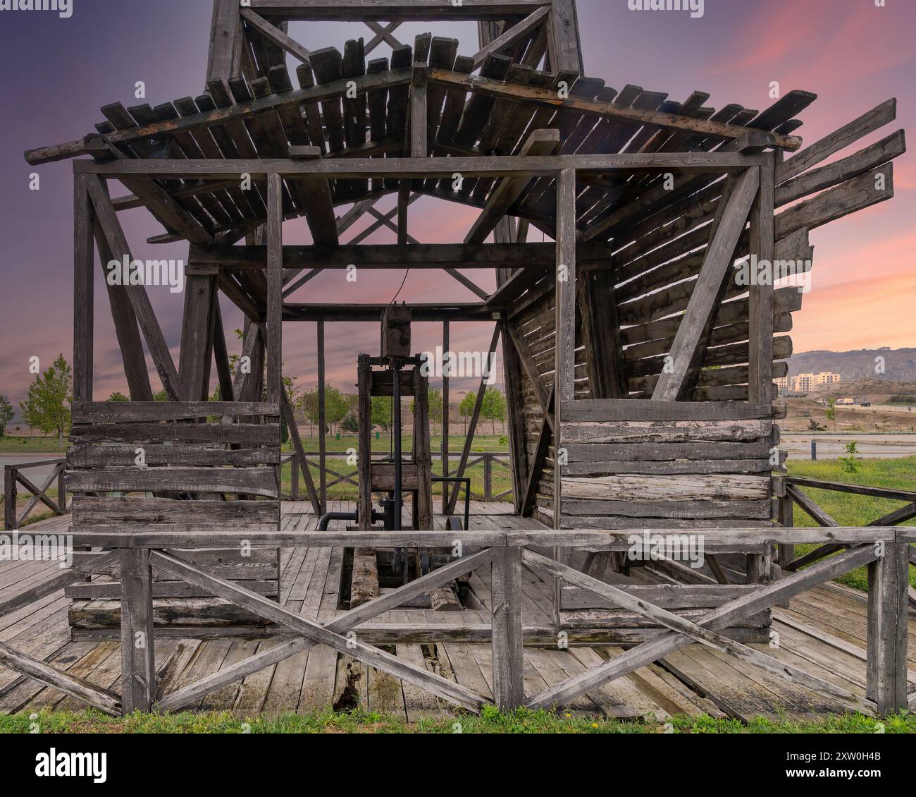 Wooden structure of the worlds first industrially drilled oil well in ...