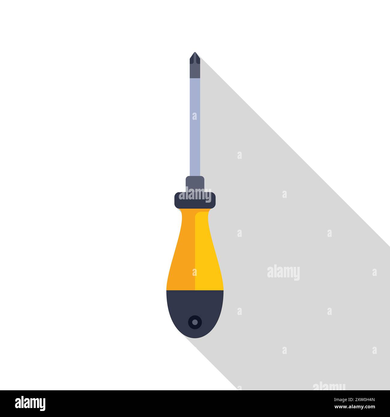 Yellow and black screwdriver casting shadow on white background Stock ...